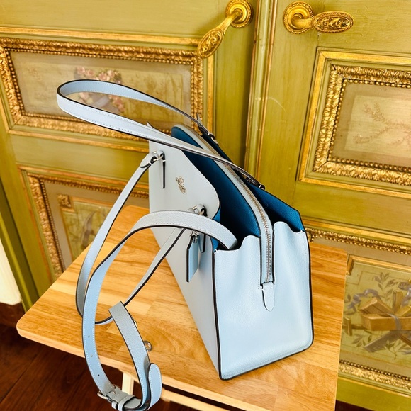 Coach | Bags | Coach Tatum Leather Large Powder Blue Handbag Purse Nwt ...
